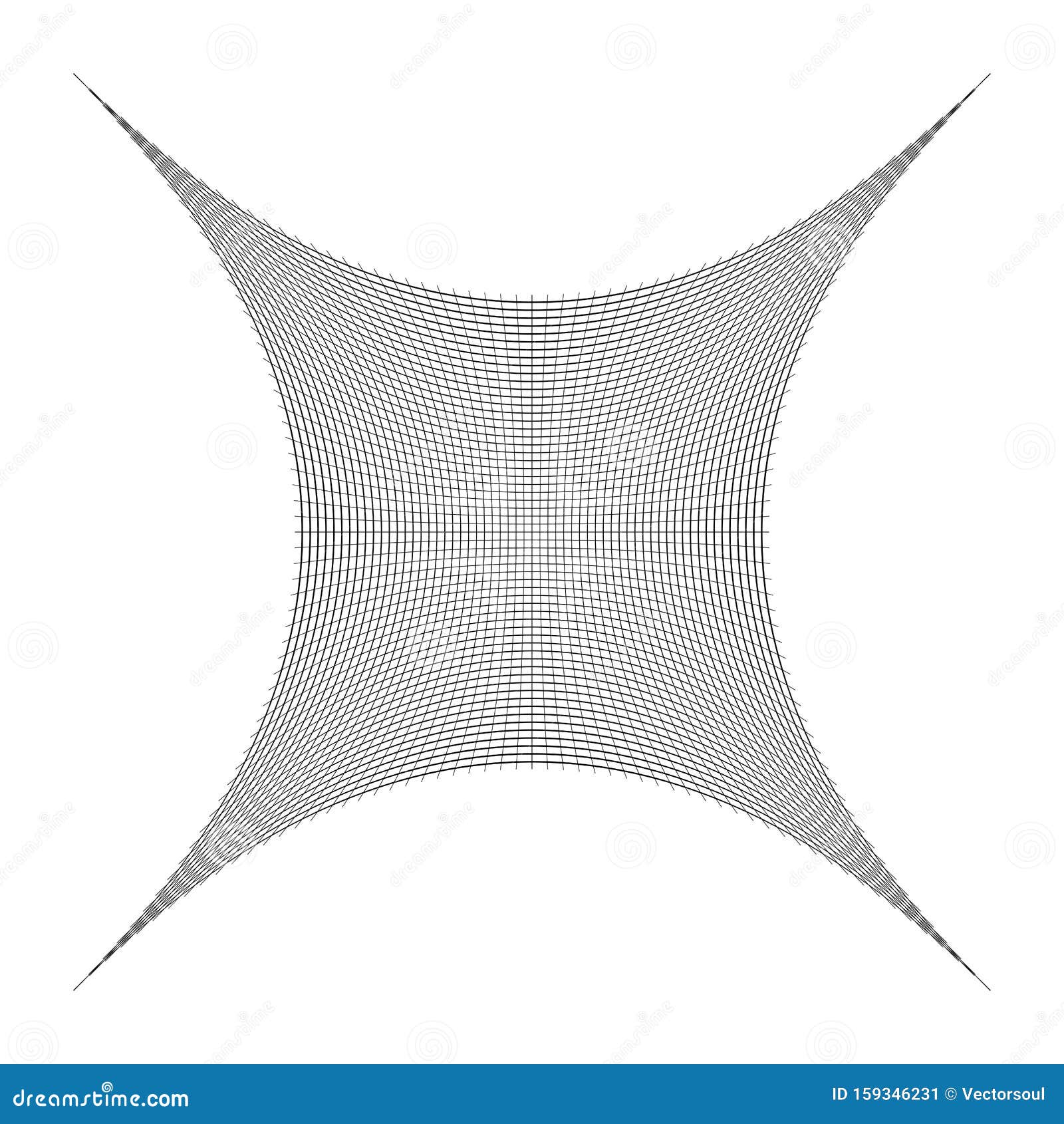 Compressed, Squeeze, Squish Distortion On Grid, Mesh. Concave 4-point ...