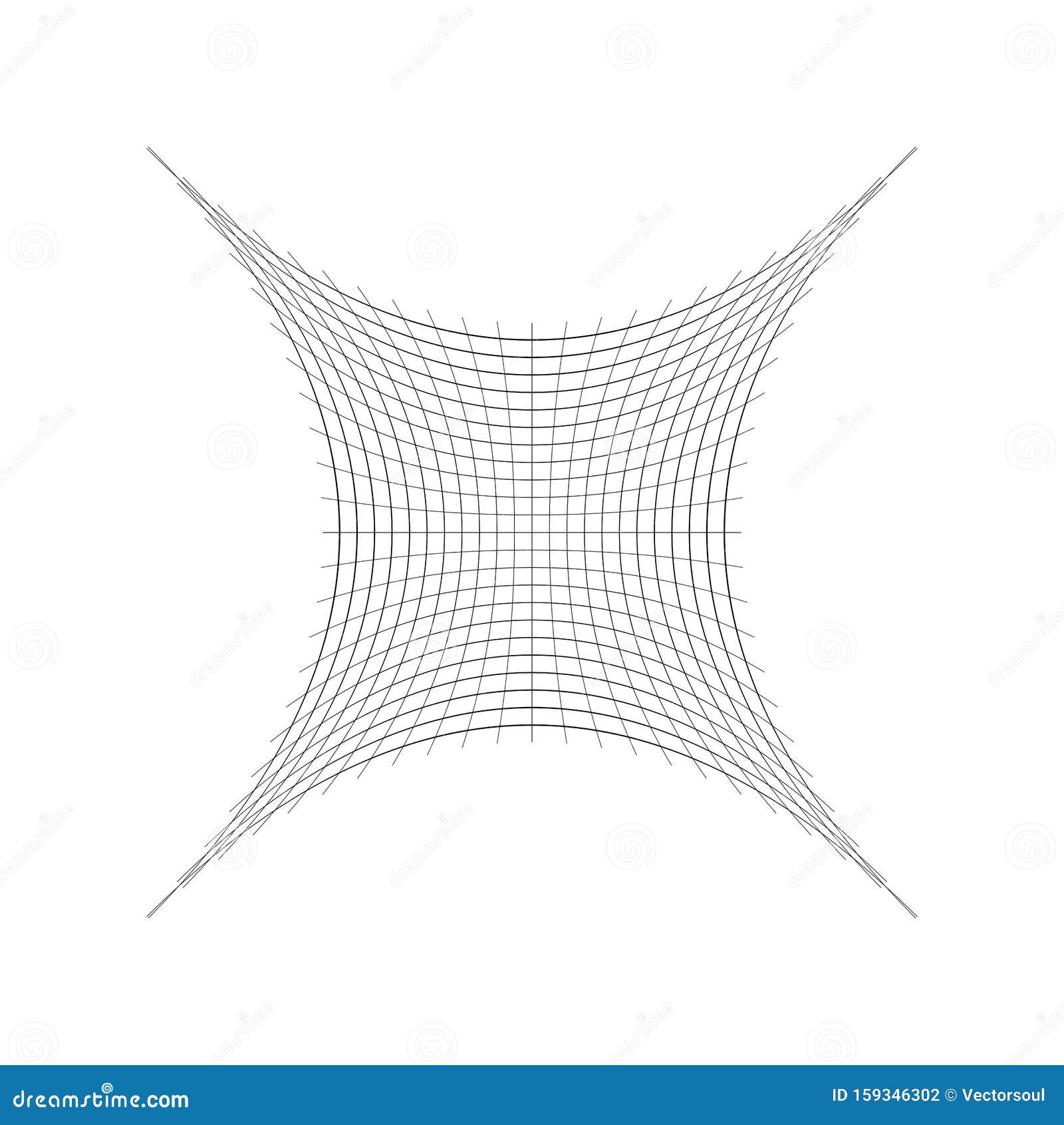 Compressed, Squeeze, Squish Distortion On Grid, Mesh. Concave 4-point ...
