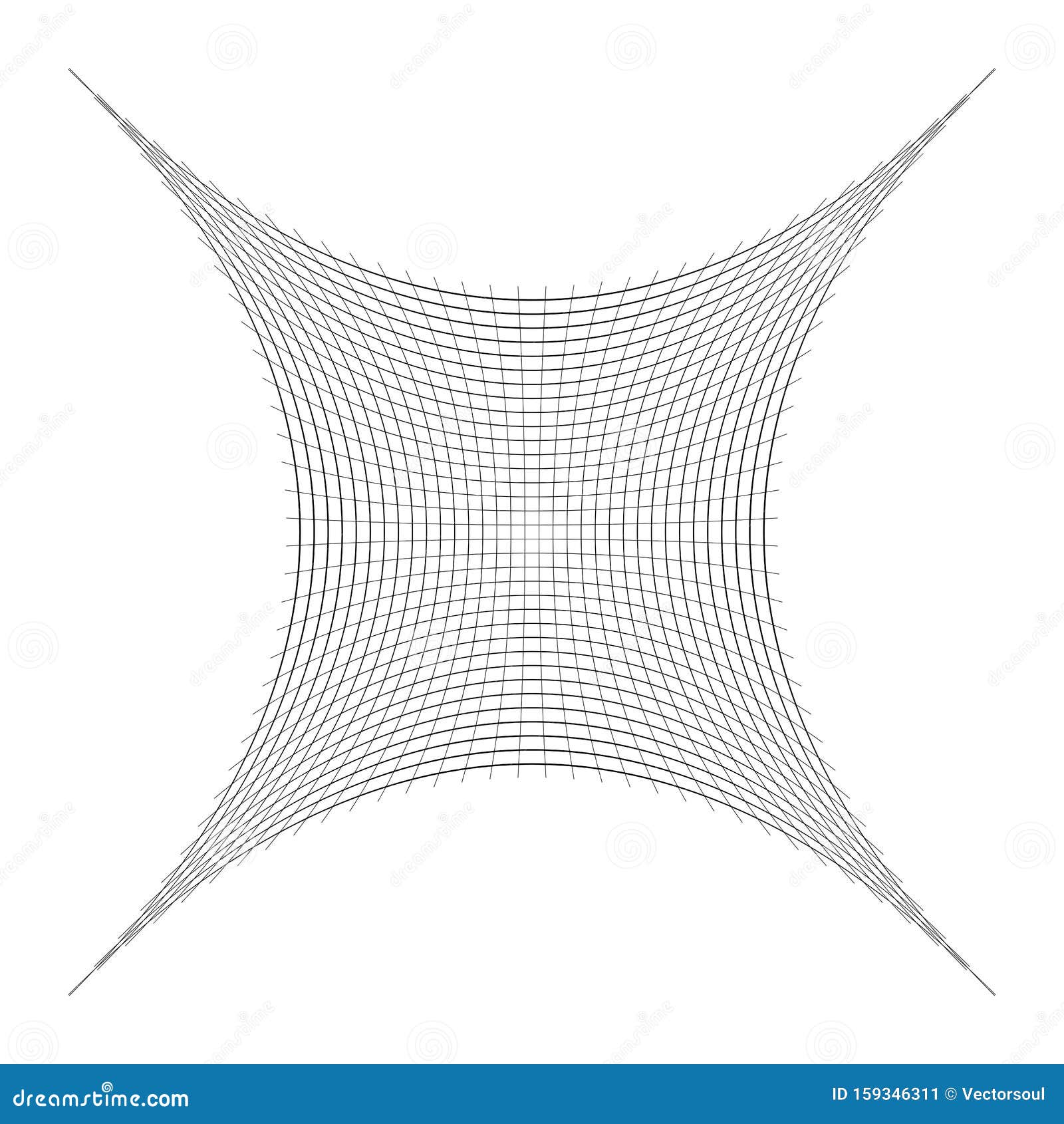 Compressed, Squeeze, Squish Distortion On Grid, Mesh. Concave 4-point ...