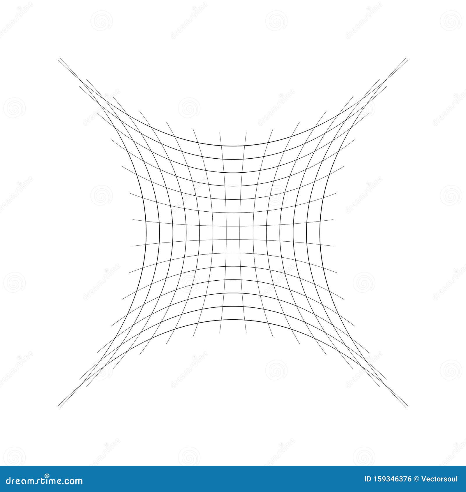 Compressed, Squeeze, Squish Distortion on Grid, Mesh. Concave 4-point ...