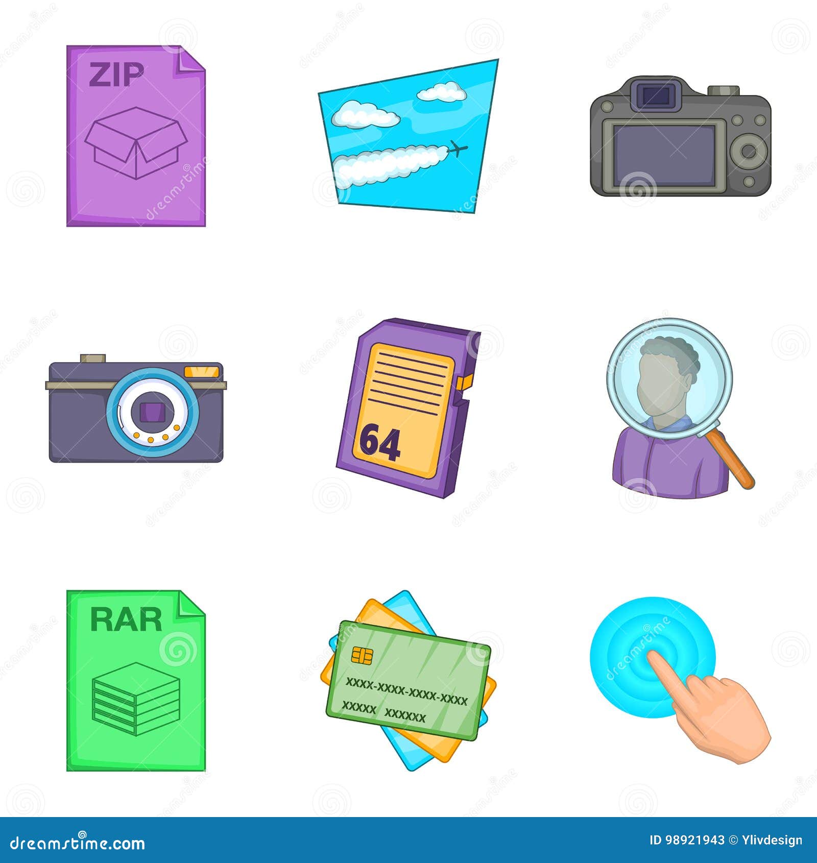 Compression Icons Set, Cartoon Style Stock Vector - Illustration of ...