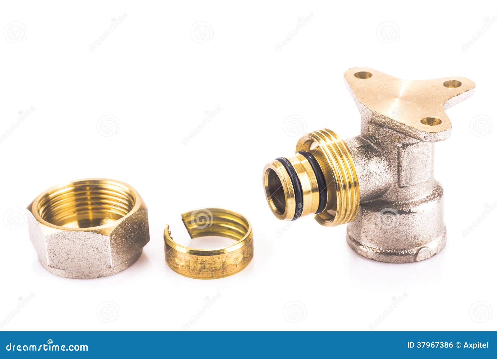 Compression Sanitary Wall Plate Fitting Isolated Stock Photo - Image of ...