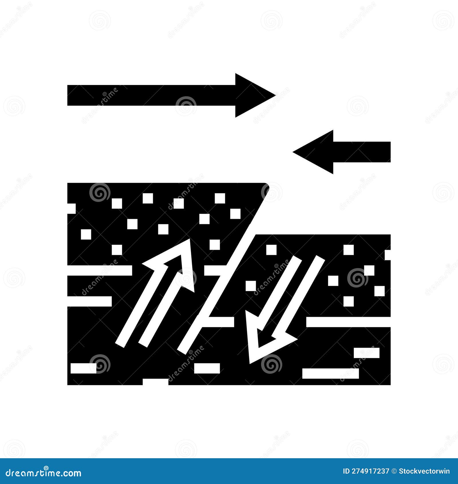 Compression Thrust Earthquake Icon Color Illustration | CartoonDealer ...