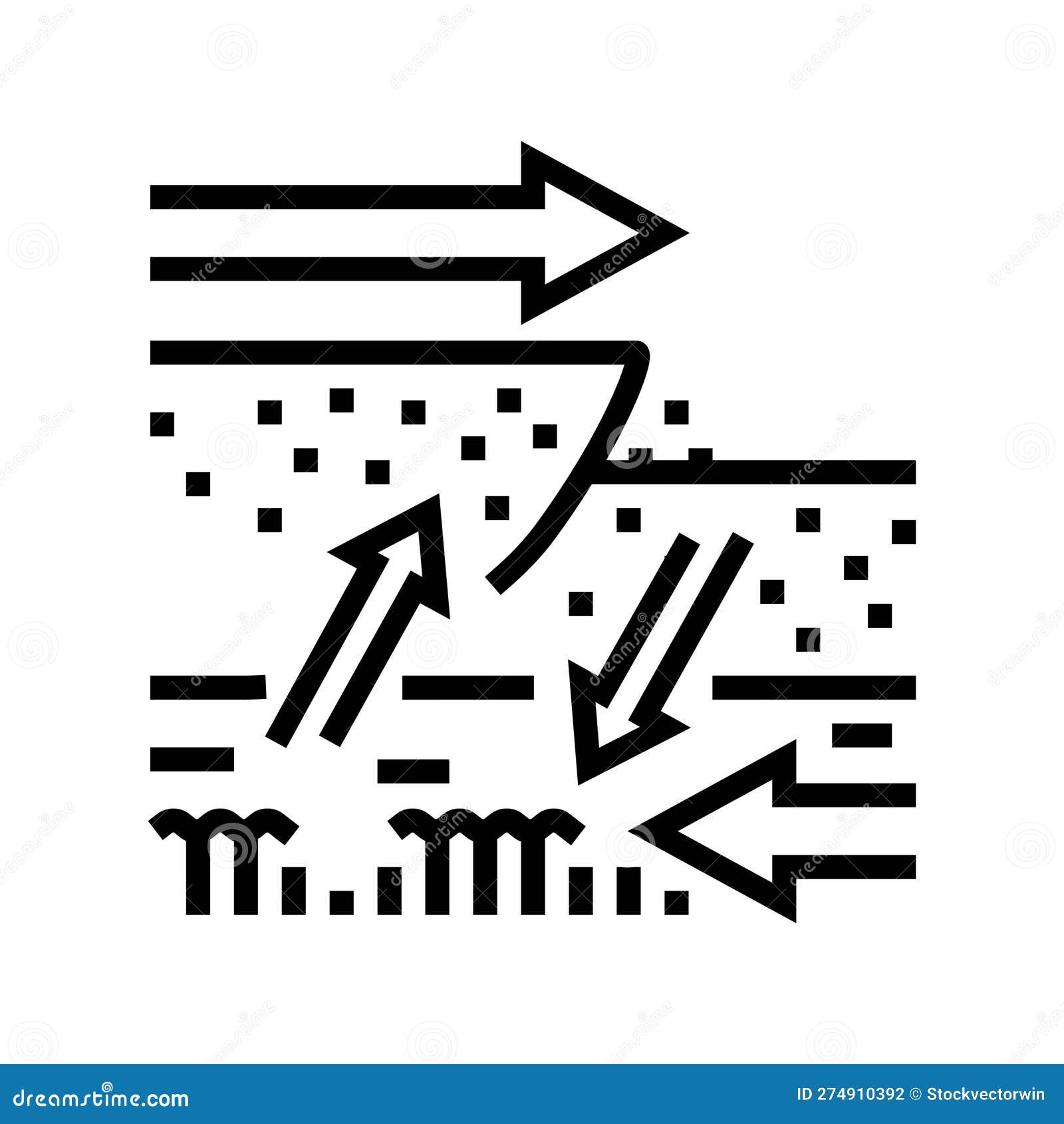 Compression Thrust Earthquake Line Icon Vector Illustration Stock ...