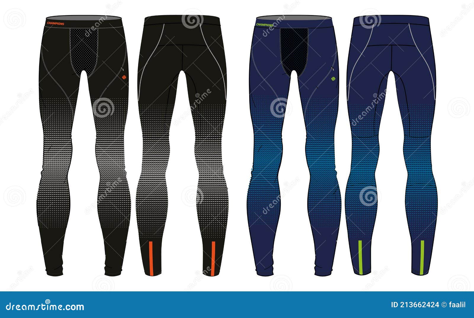 Compression Tights Pants Design Vector Template, Base Layer Performance ...