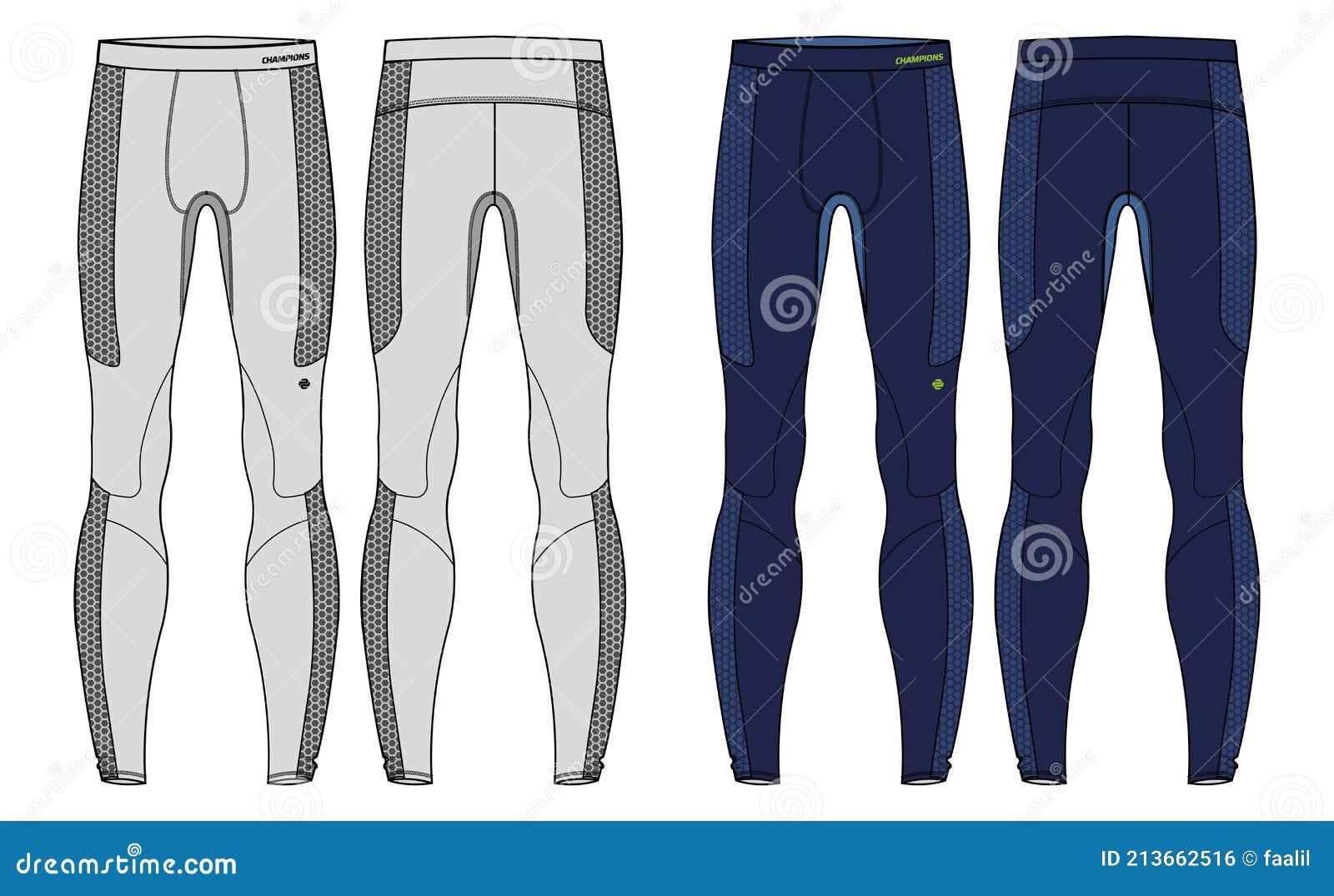 Compression Tights Pants Design Vector Template, Base Layer Performance ...