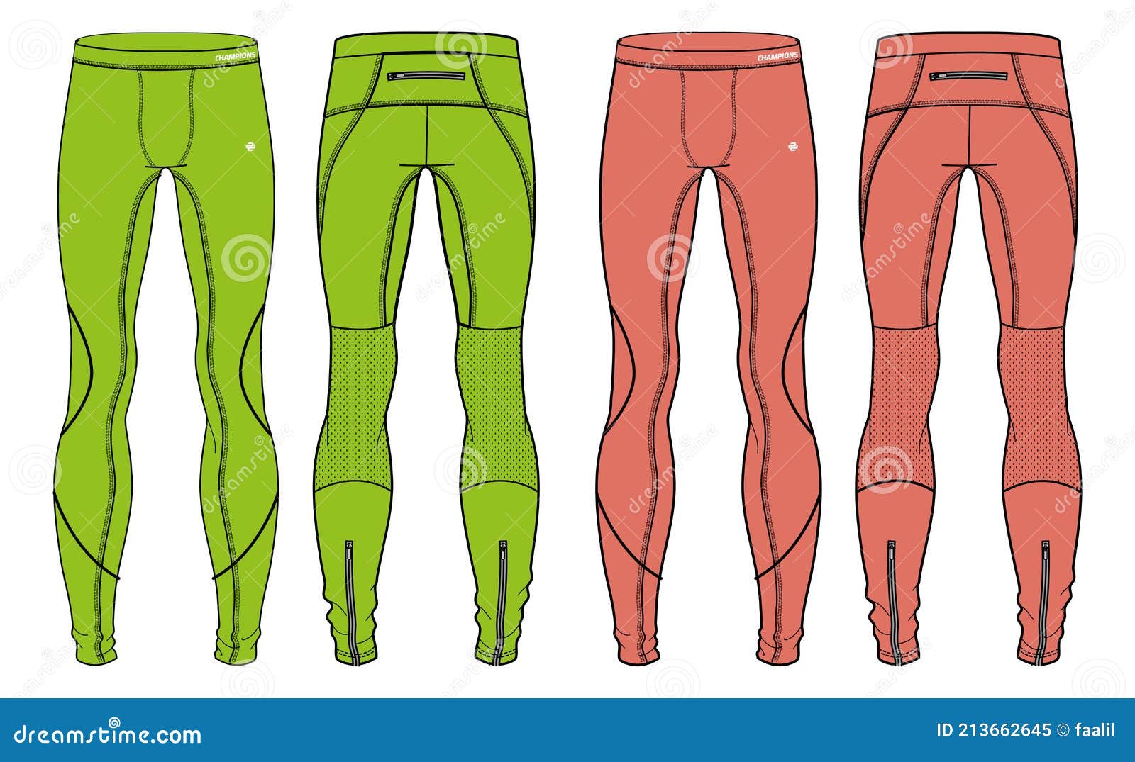 Compression Tights Pants Design Vector Template, Base Layer Performance ...