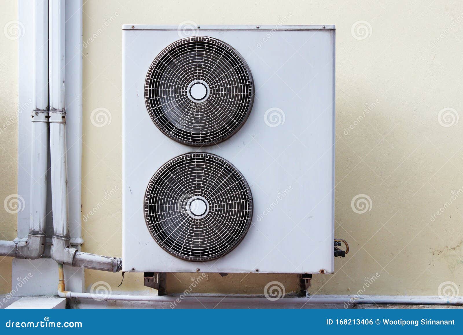 A Compressor of Air Conditioner Stock Photo - Image of building ...
