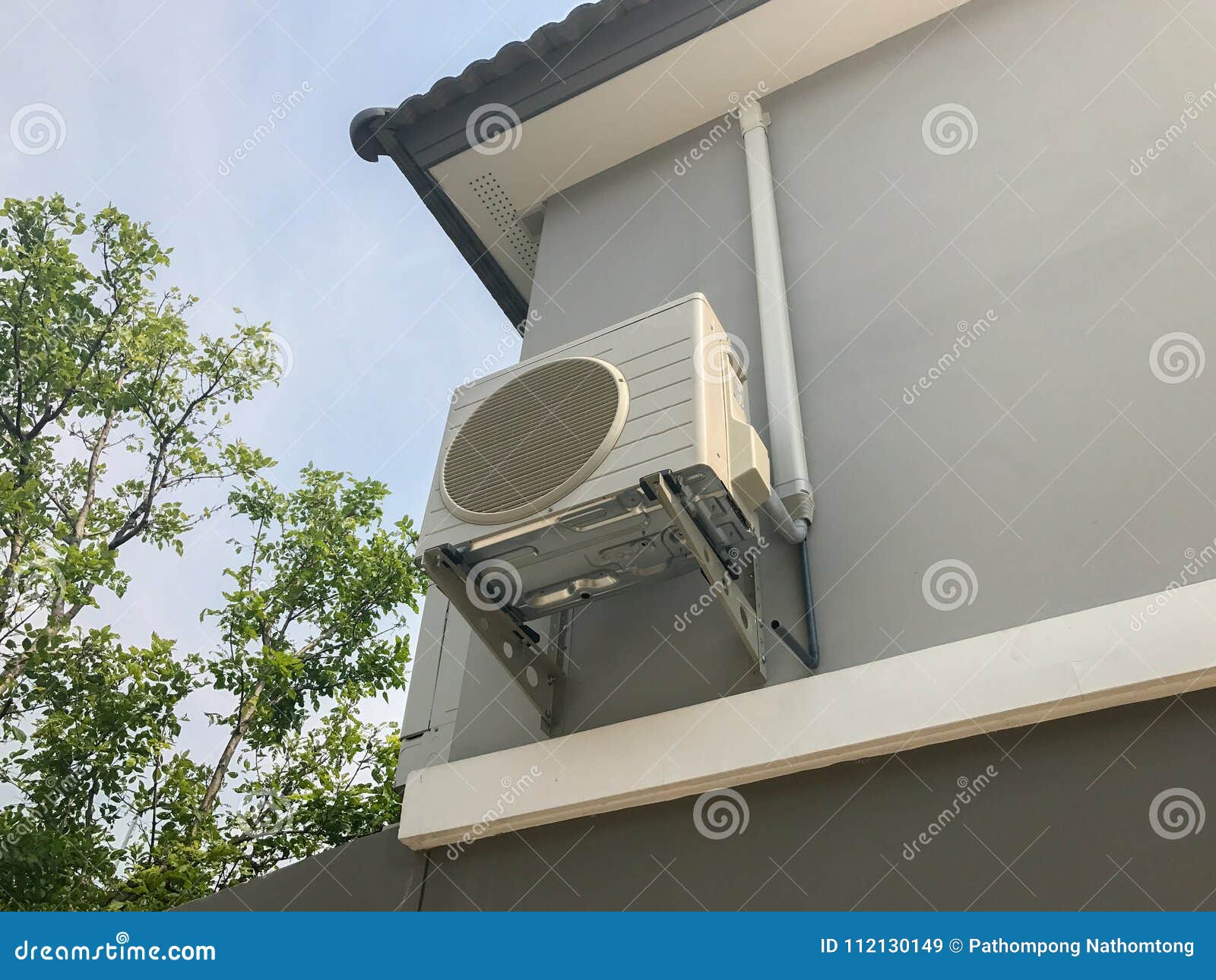 Compressor Air Conditioner on the Wall Stock Image - Image of ...