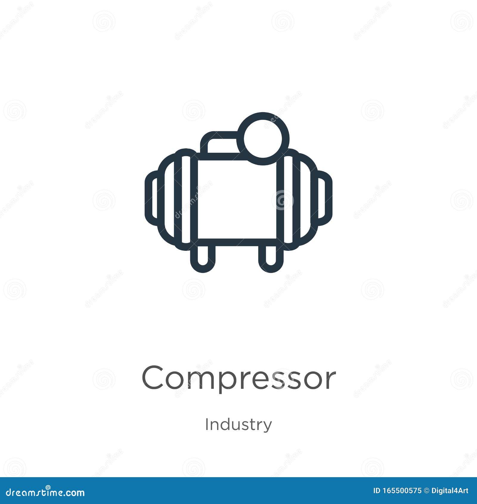 Compressor Icon. Thin Linear Compressor Outline Icon Isolated on White ...