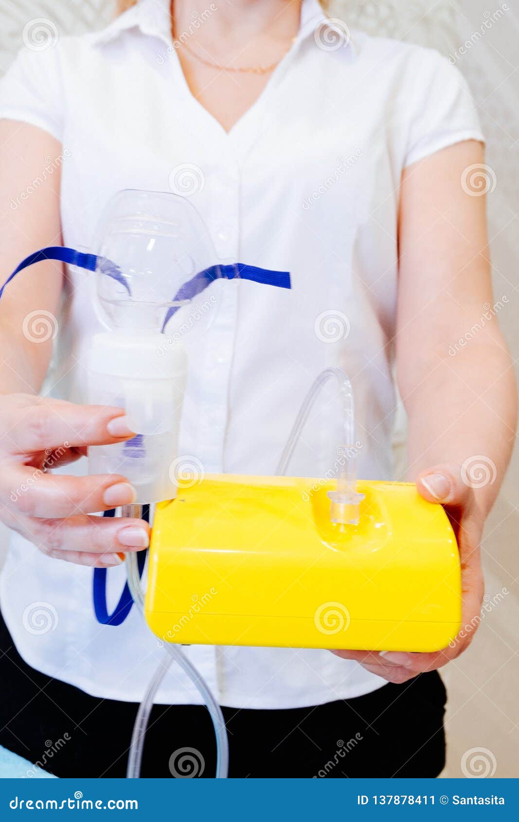 Compressor Nebulizer for Inhalations, Which is Worn on the Face during ...