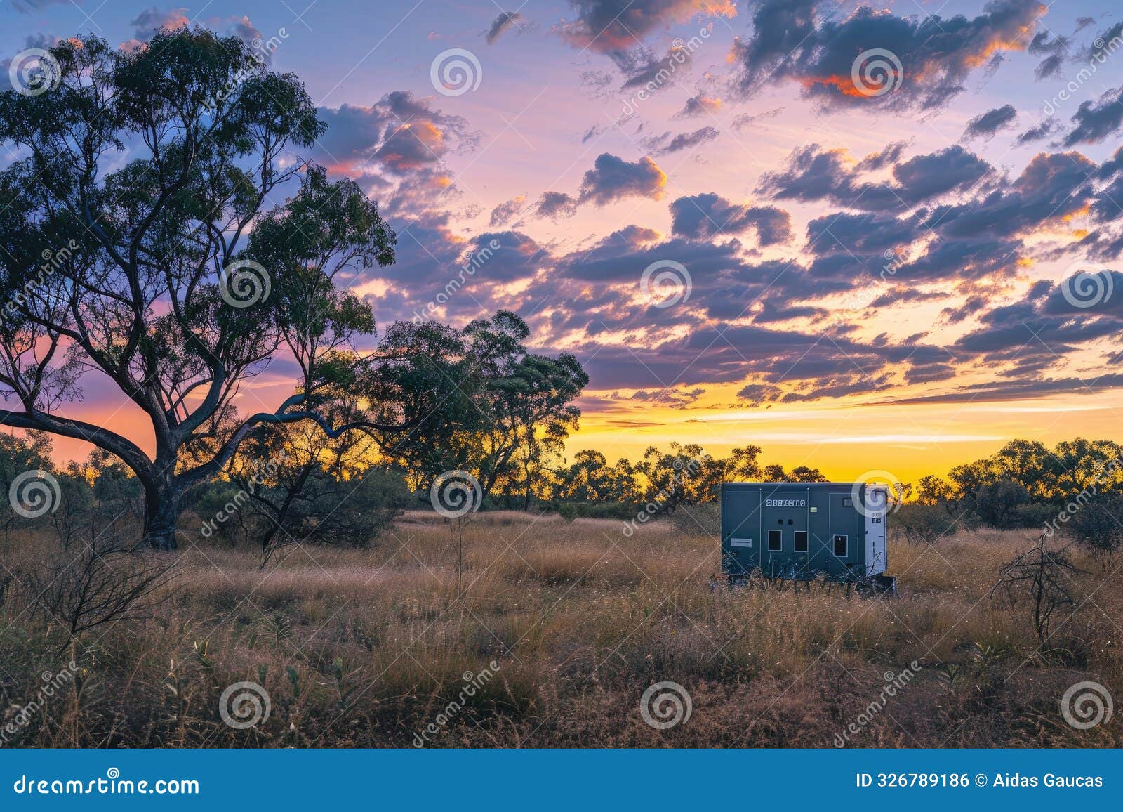 A Compressor in a Peaceful Bush Setting at Sunrise Stock Illustration ...