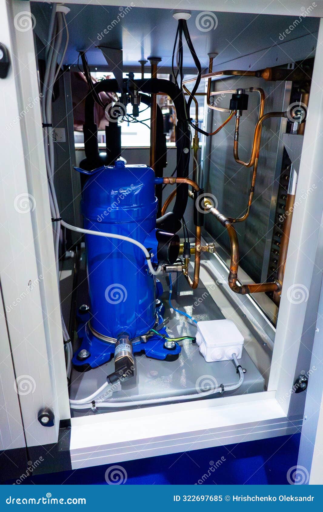 The Compressor of the Refrigerator with Copper Pipes. Stock Image ...