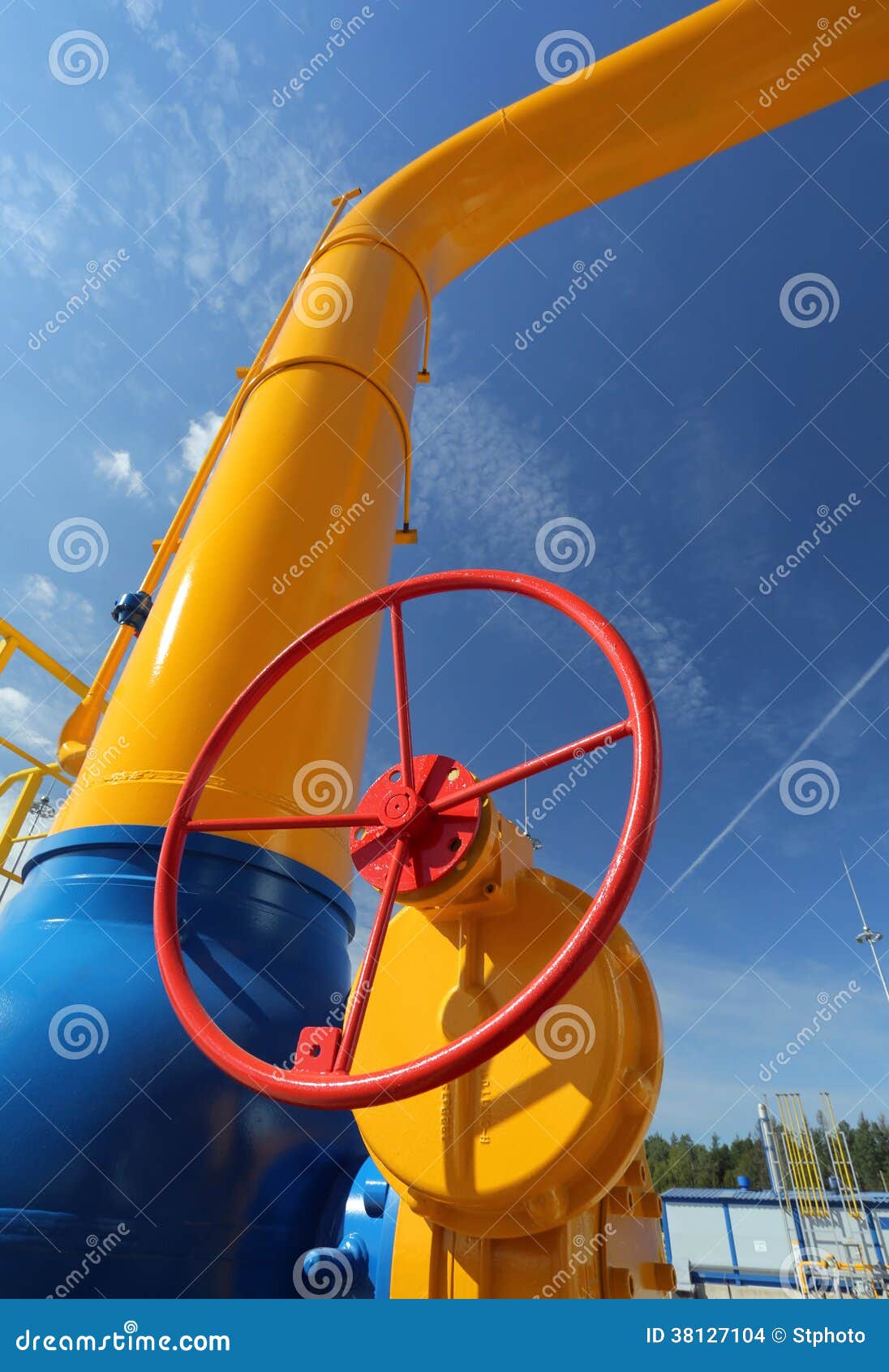 The compressor station stock photo. Image of valves, steel - 38127104