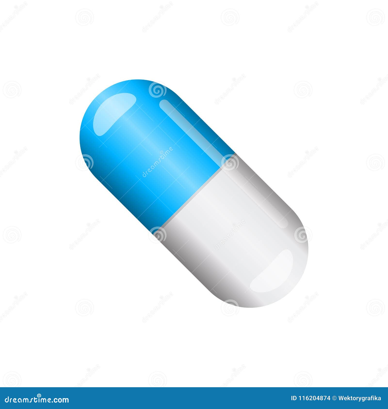 Comprimido Azul E Branco Da Cápsula Isolado No Fundo Branco Ilustração ...
