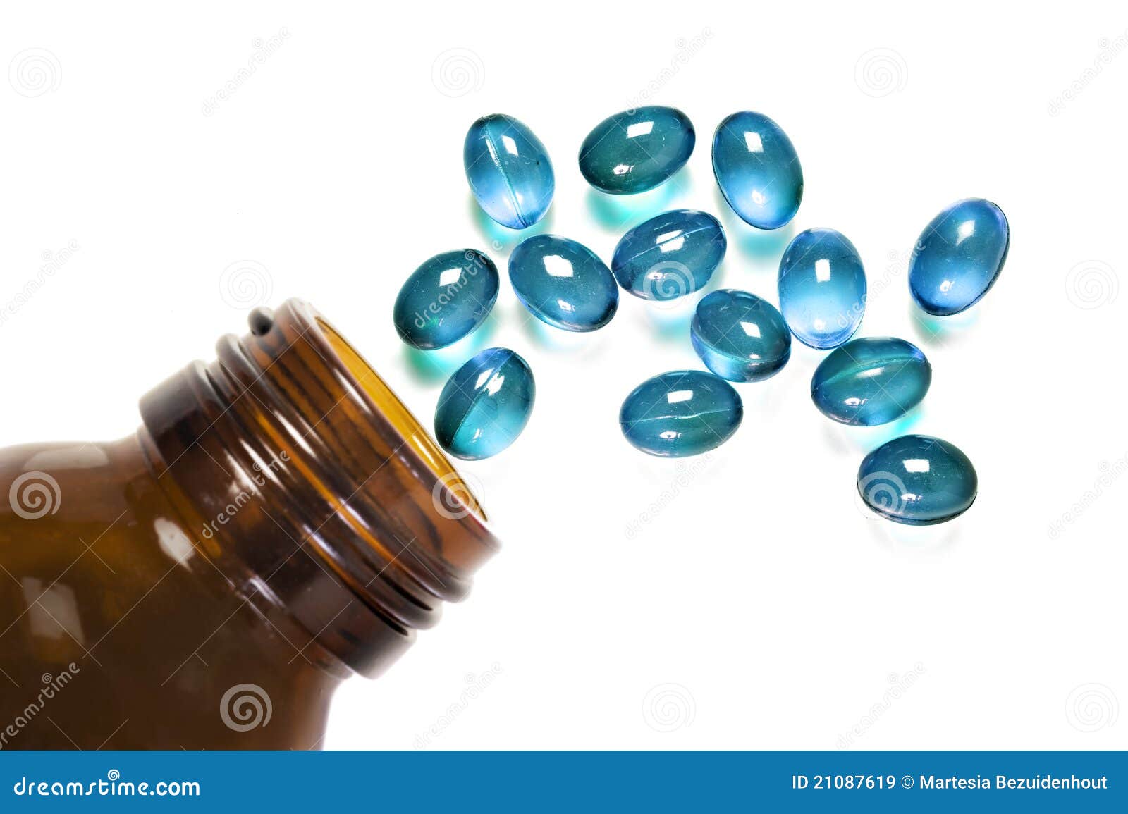 Comprimidos Azuis Com Frasco De Comprimido Imagem de Stock - Imagem de ...