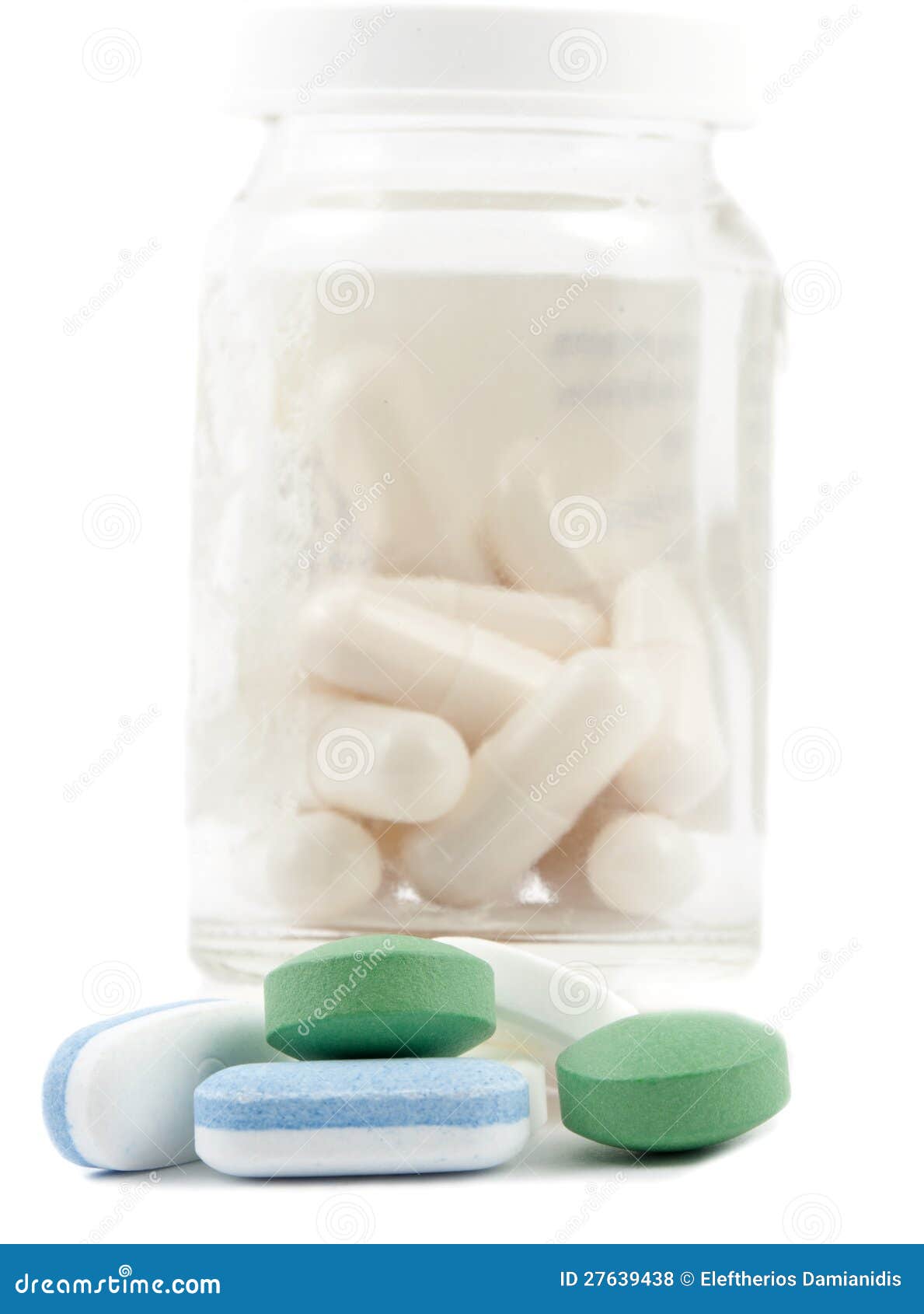 Comprimidos Um Frasco De Comprimido Foto de Stock - Imagem de ...