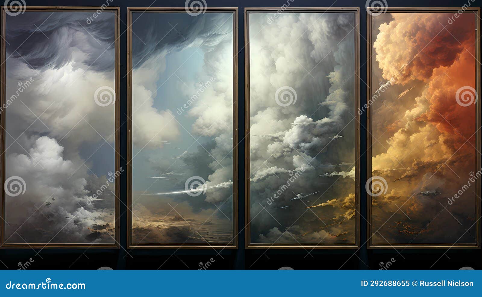 Comprising Four Panels, Each Vividly Illustrates One of the Elemental ...