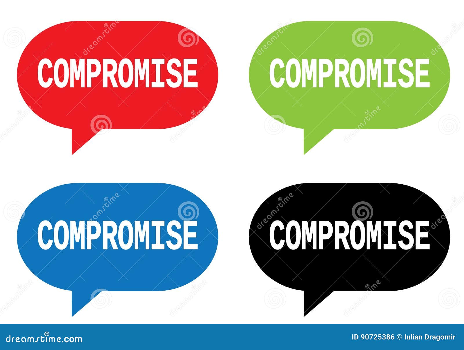 COMPROMISE Text, on Rectangle Speech Bubble Sign. Stock Illustration ...