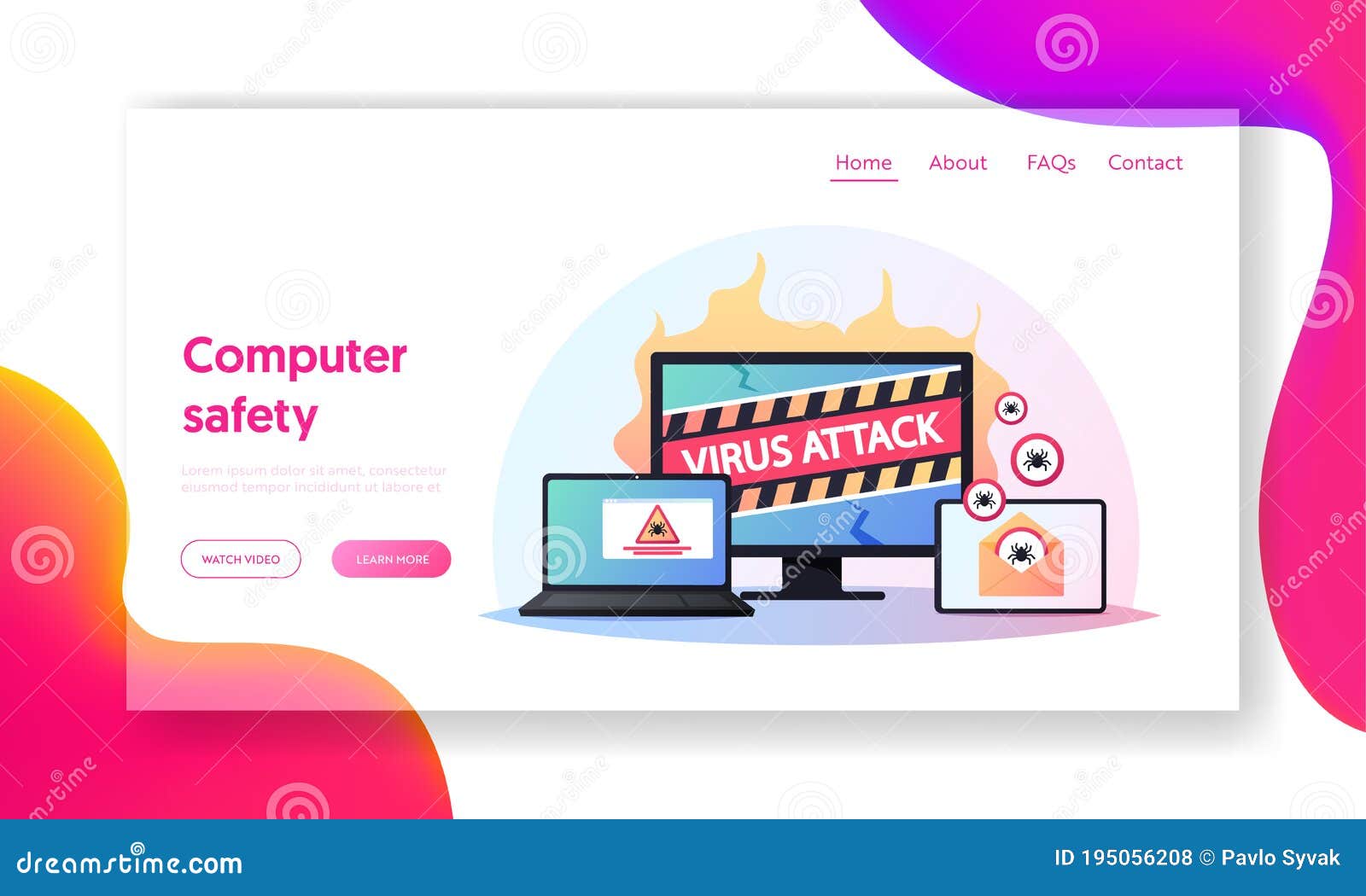 Compromised Software Environment Landing Page Template. Computer Pop Up ...