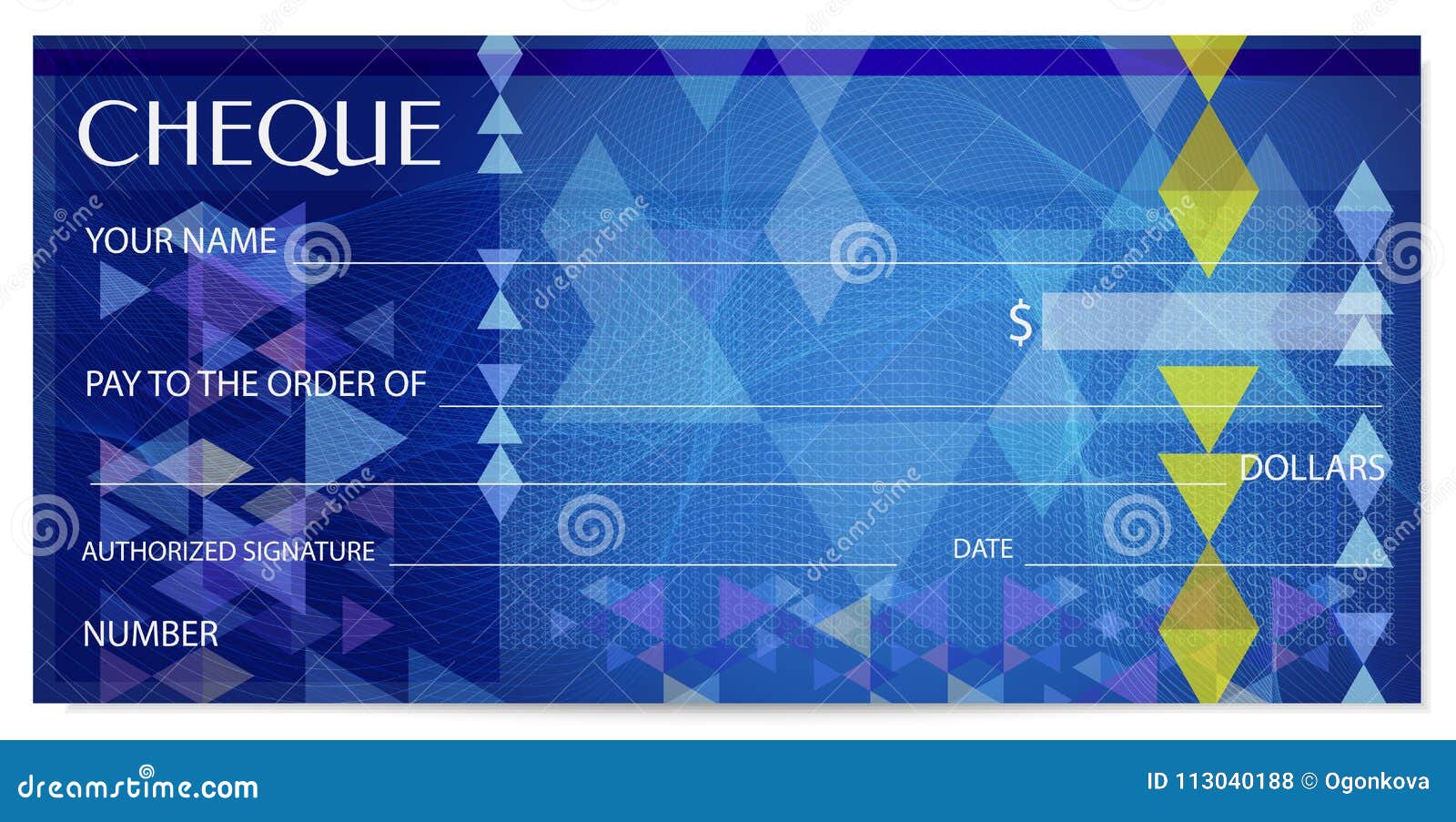 Compruebe El Cheque, Plantilla Del Talonario De Cheques Ilustración del ...