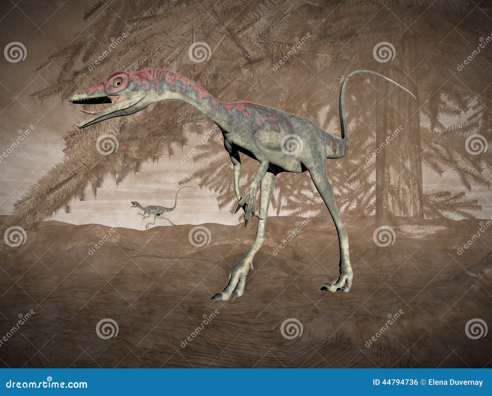 Compsognathus Dinosaur - 3D Render Stock Illustration - Illustration of ...