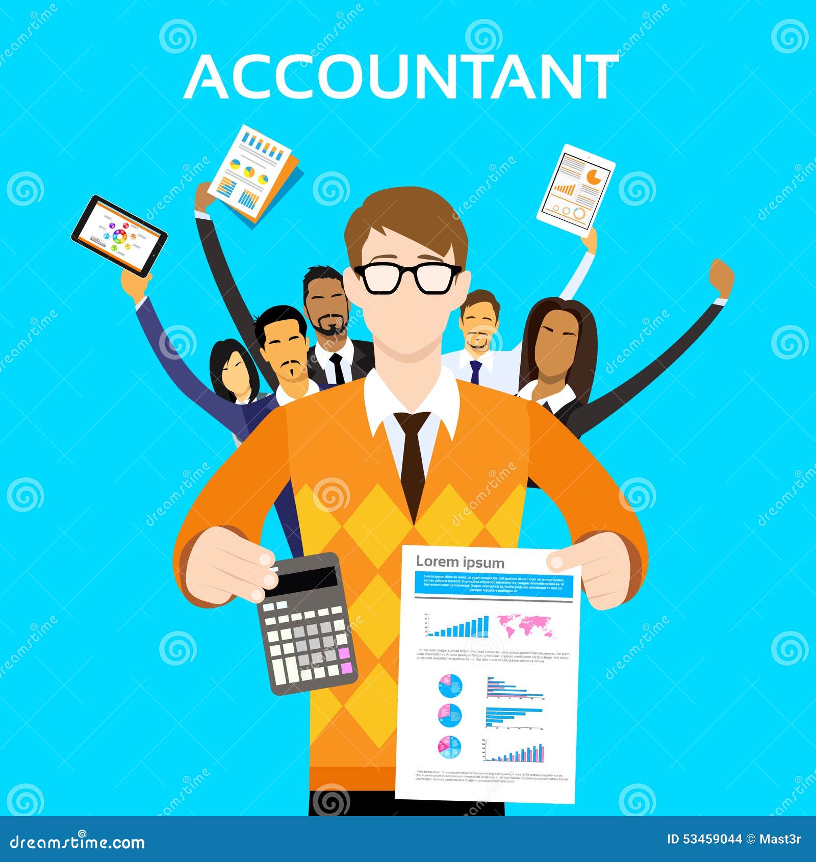 Comptable People Group Team Show Calculator Illustration de Vecteur ...