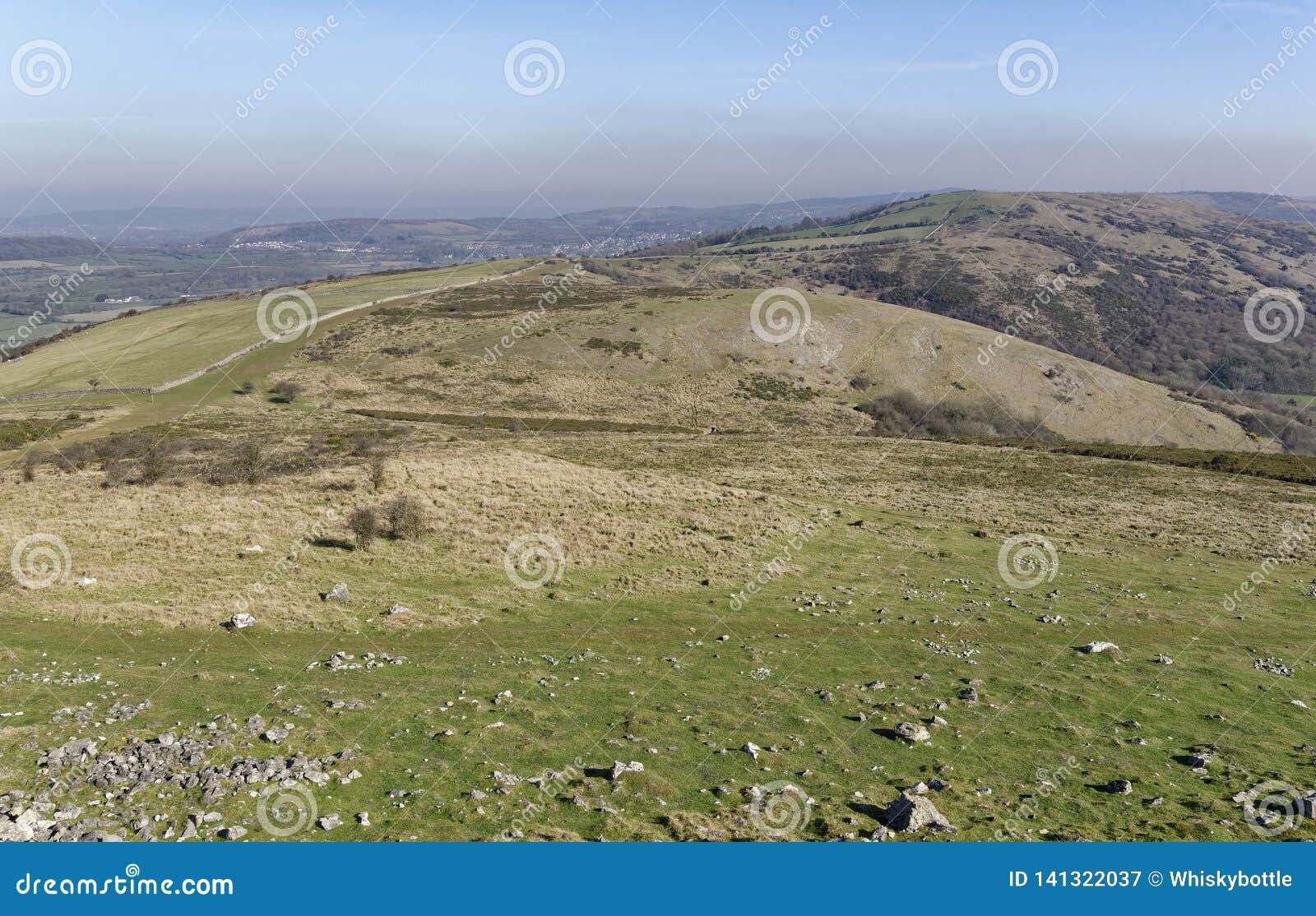 Compton Hill & Wavering Down Stock Image - Image of mendip, scrub ...