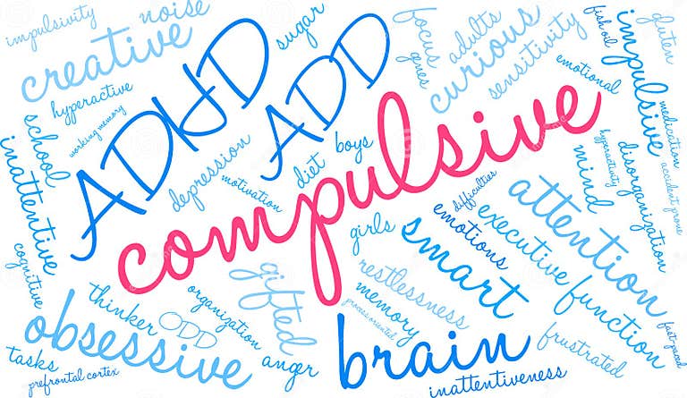 Compulsive Word Cloud stock illustration. Illustration of hyperactivity ...