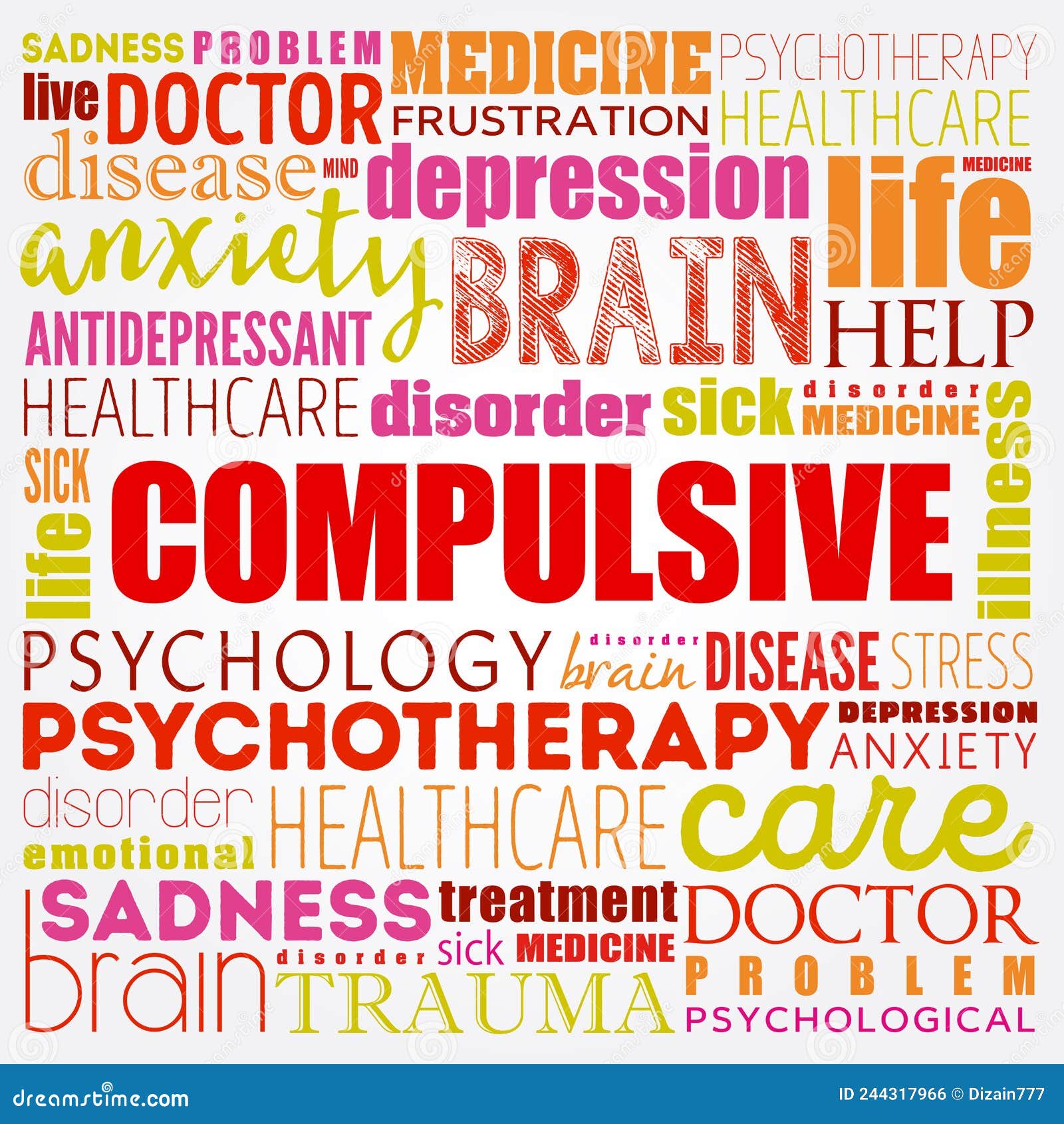 Compulsive Word Cloud Collage, Health Concept Background Stock ...