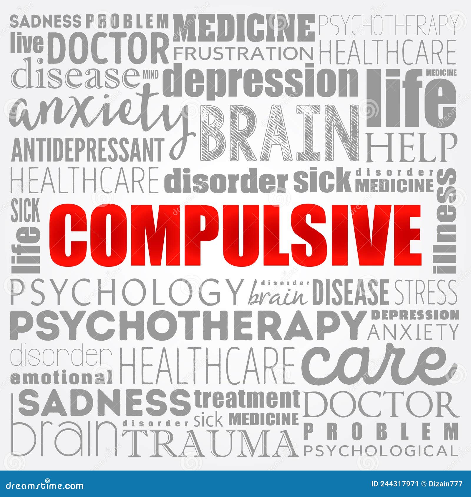 Compulsive Word Cloud Collage, Health Concept Background Stock ...