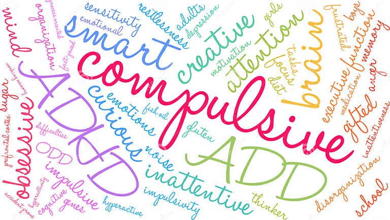 Compulsive Word Cloud stock vector. Illustration of hyperactivity ...
