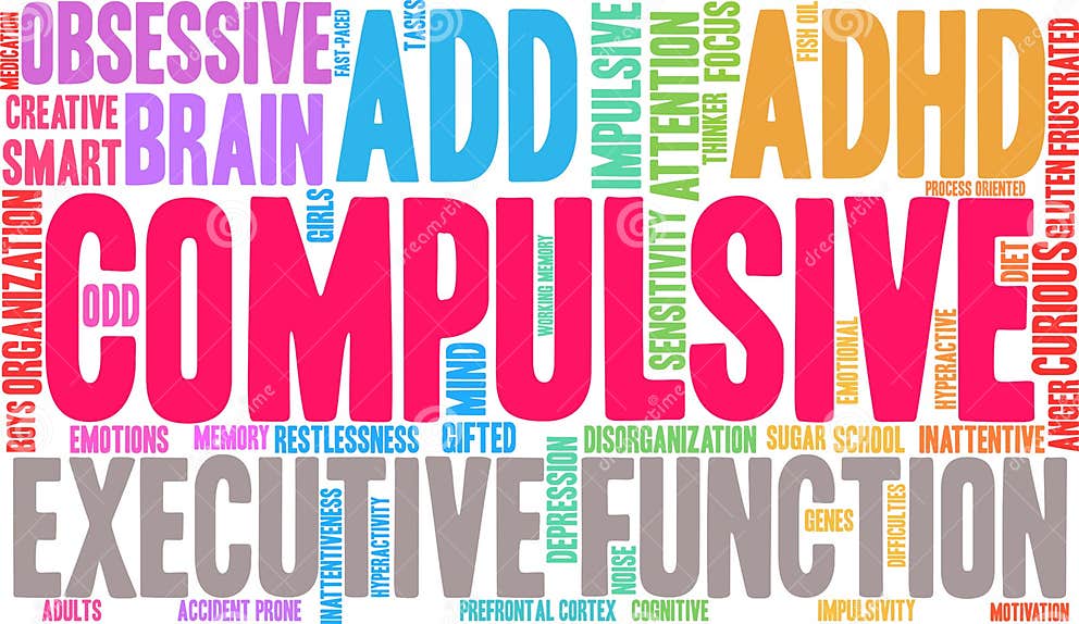 Compulsive Word Cloud stock vector. Illustration of adhd - 103135964
