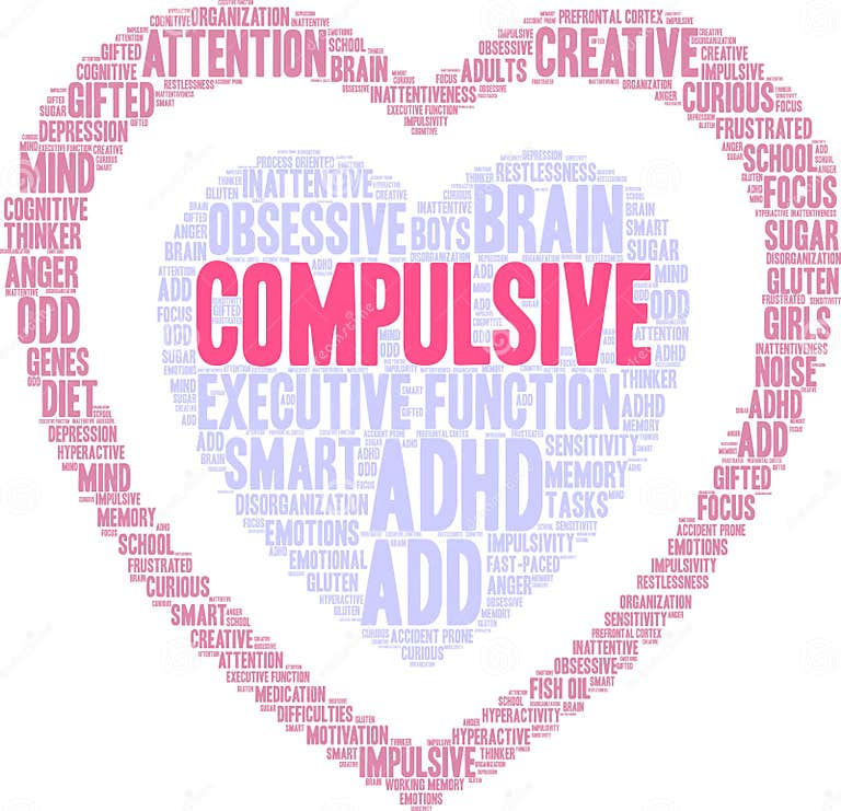 Compulsive Word Cloud stock illustration. Illustration of hyperactivity ...