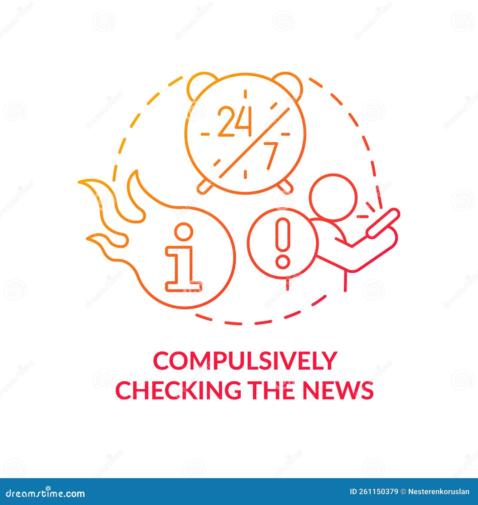 Compulsively Checking News Red Gradient Concept Icon Stock Vector ...