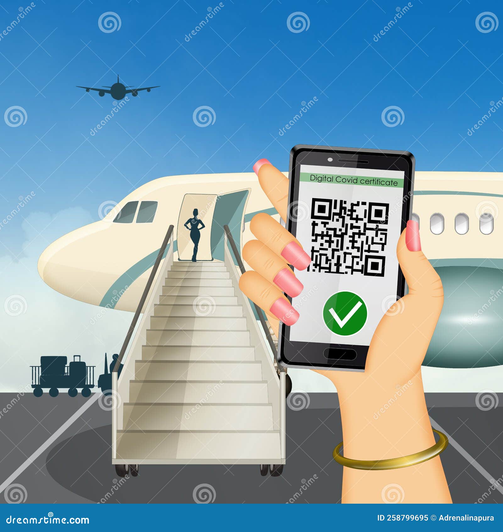 Compulsory Green Pass For Traveling By Plane Stock Photo ...