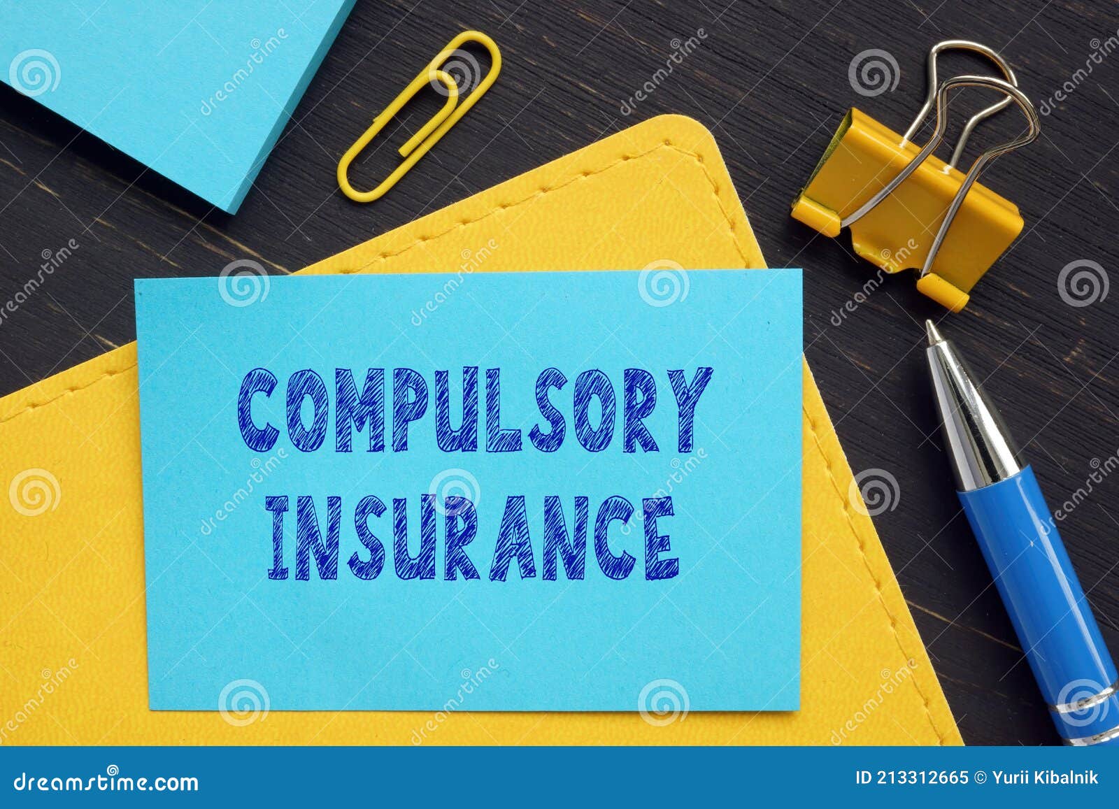 COMPULSORY INSURANCE Phrase on the Financial Document Stock Image ...