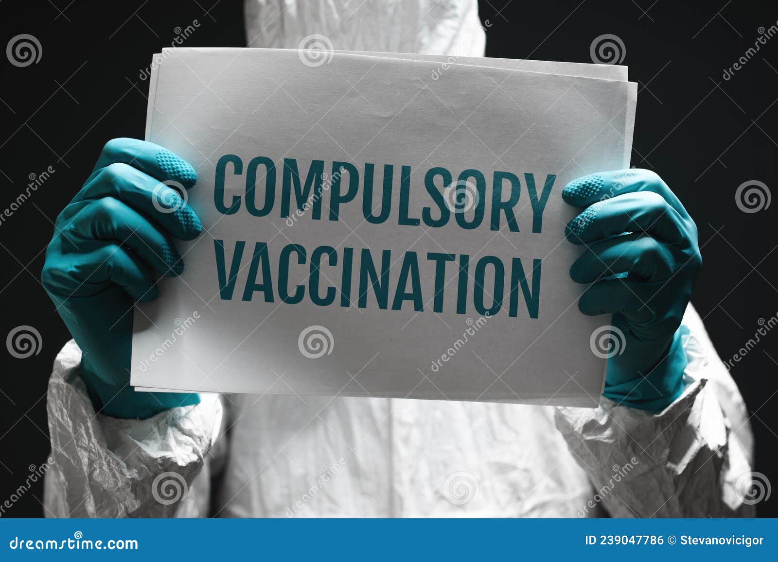Compulsory Vaccination Note on Poster, Medical Worker Holding Paper ...