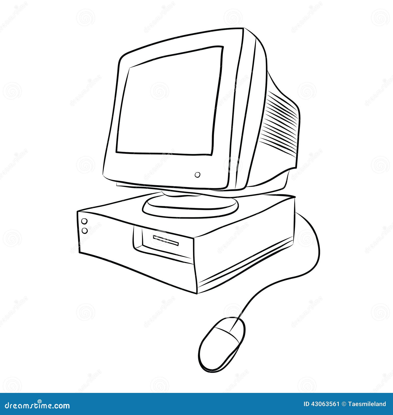 Computadora De Escritorio Vieja Ilustración del Vector - Ilustración de ...