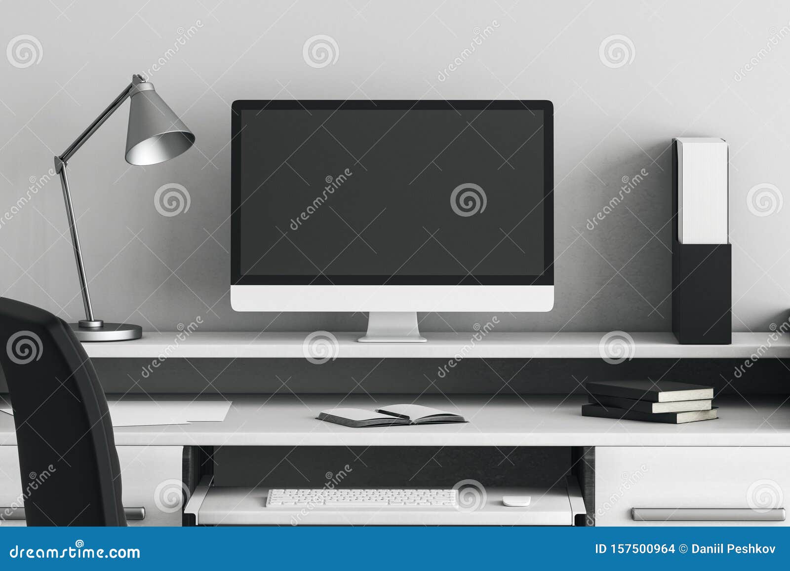 Computadora Moderna Con Ordenador Stock de ilustración - Ilustración de ...