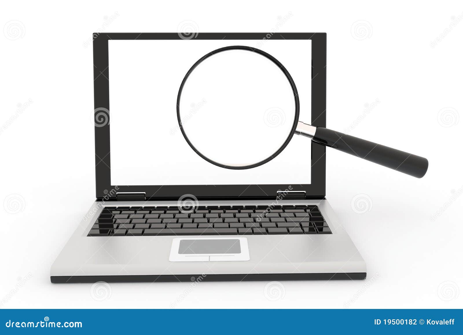 Computadora Portátil Con Una Lupa Stock de ilustración - Ilustración de ...