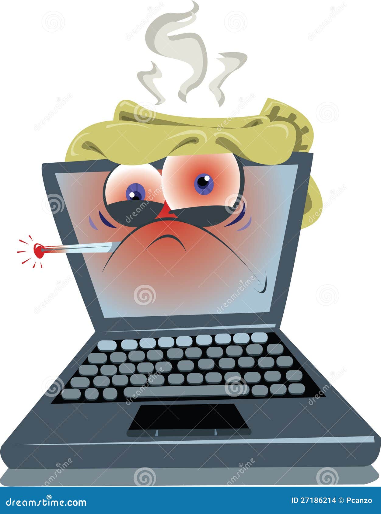 Computadora Portátil Enferma Ilustración del Vector - Ilustración de ...