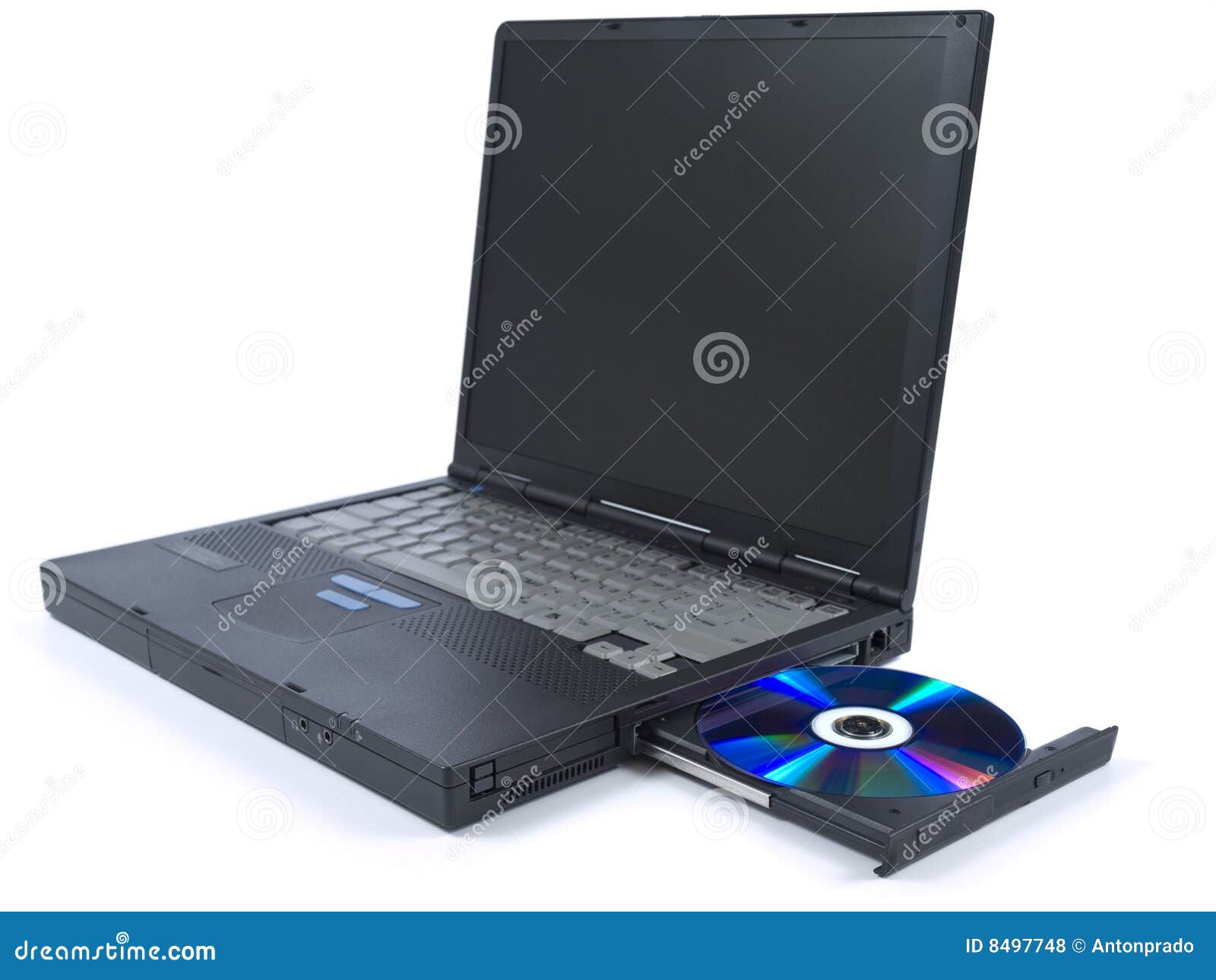 Computadora Portátil Negra Y DVD Foto de archivo - Imagen de copia ...