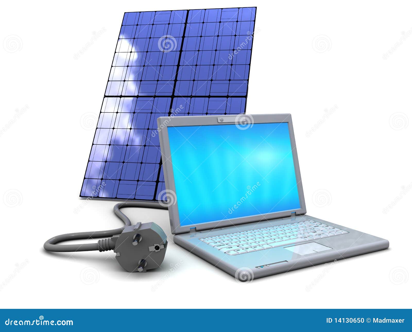 Computadora Portátil Y El Panel Solar Stock de ilustración ...