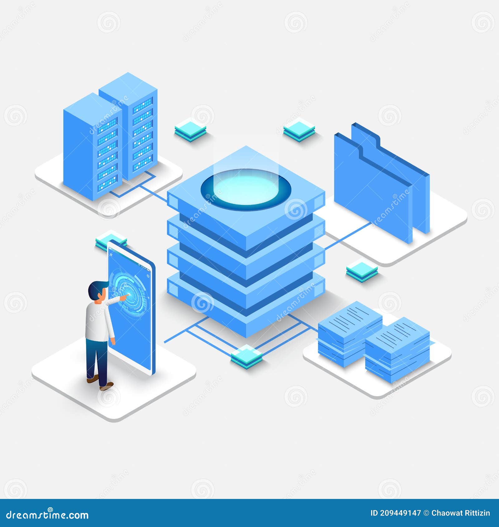 Computation of Big Data Center, Information Processing, Database. Internet Traffic Routing ...