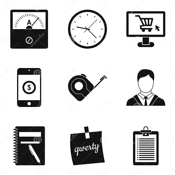 Computation Icons Set, Simple Style Stock Vector - Illustration of ...