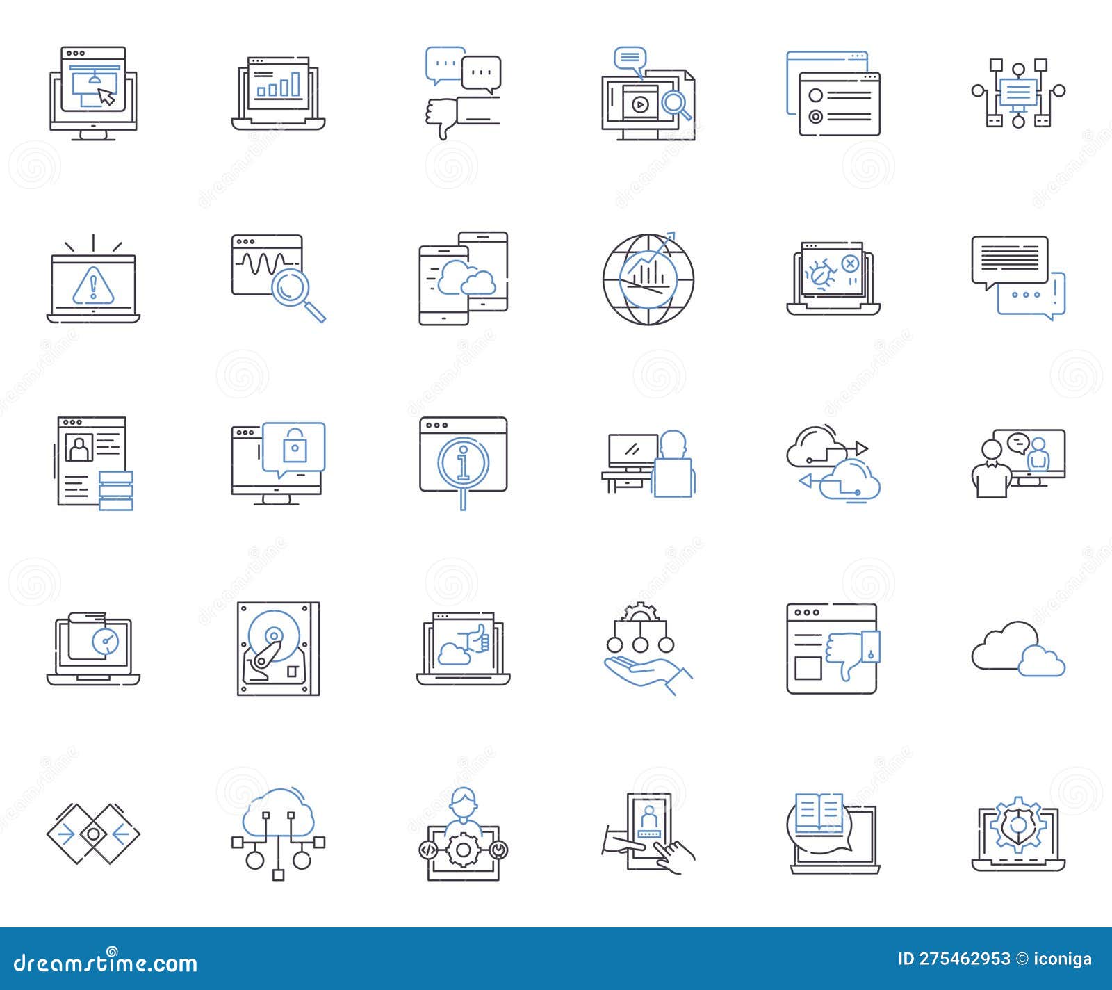 Computational Tools Line Icons Collection Algorithm Automation Computation Data Debugging