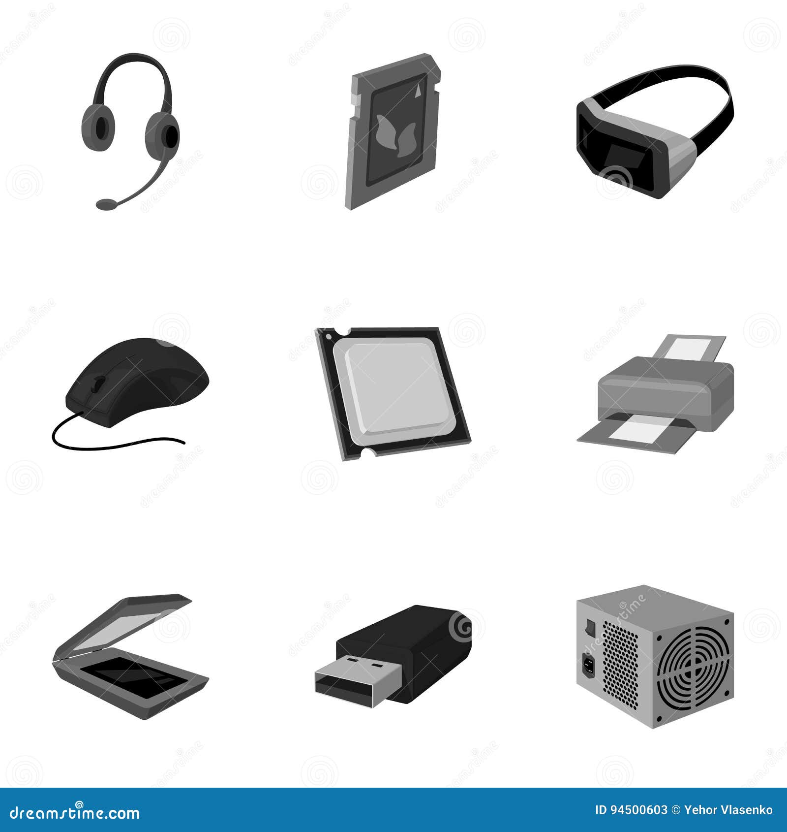 Computer Accessories. Headphones, Computer Parts, Accessories Stock ...