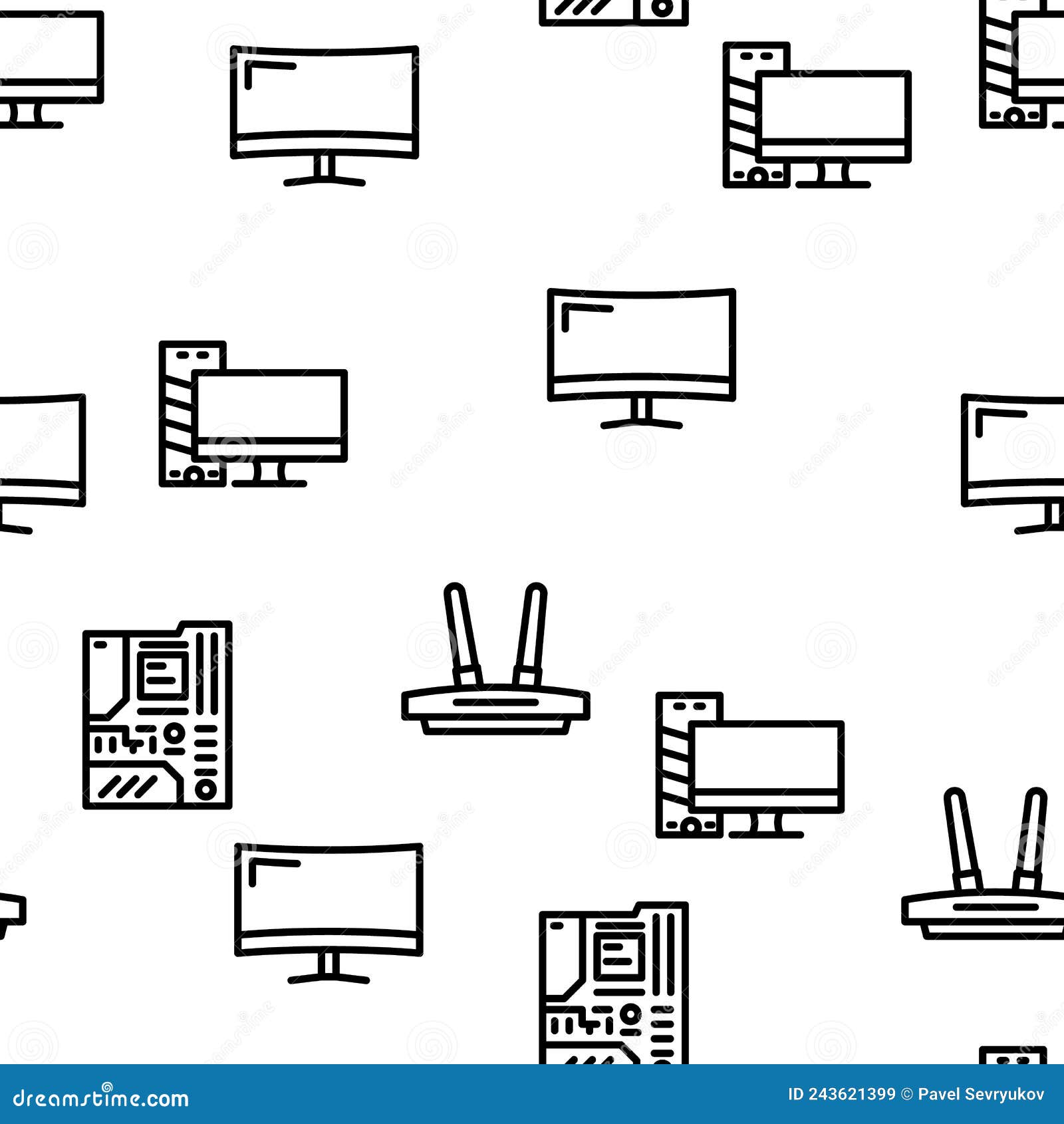 Computer Accessories and Parts Vector Seamless Pattern Stock Vector ...