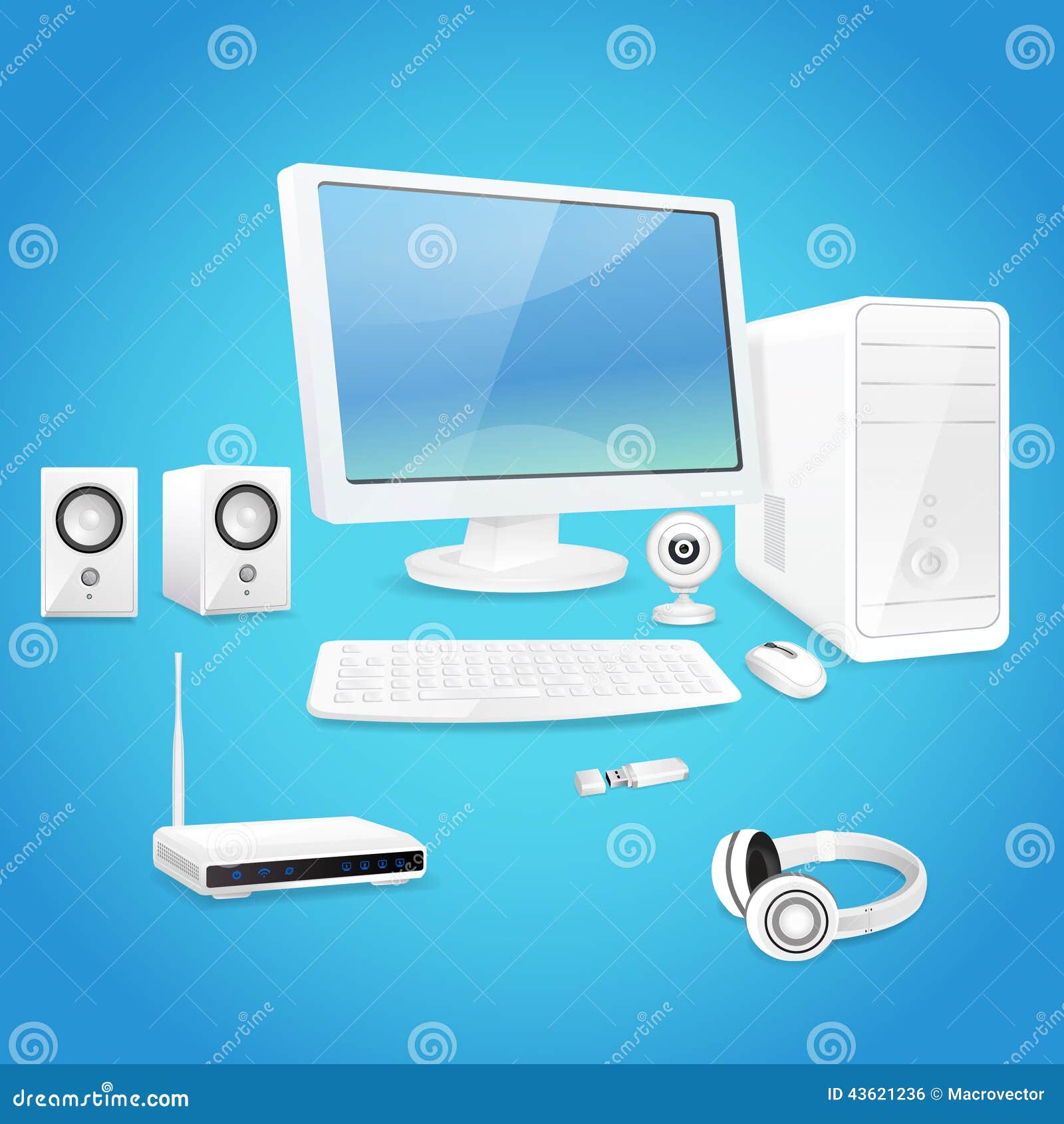 Computer and accessories stock vector. Illustration of electronics ...